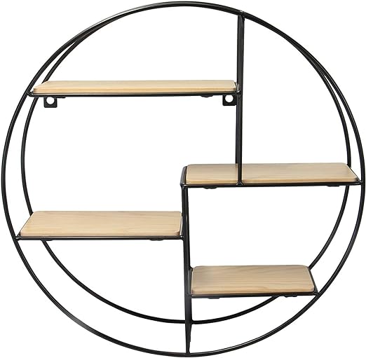 Wall Mounted Floating Round Shelve Small Size Metal & Wood – HOMION