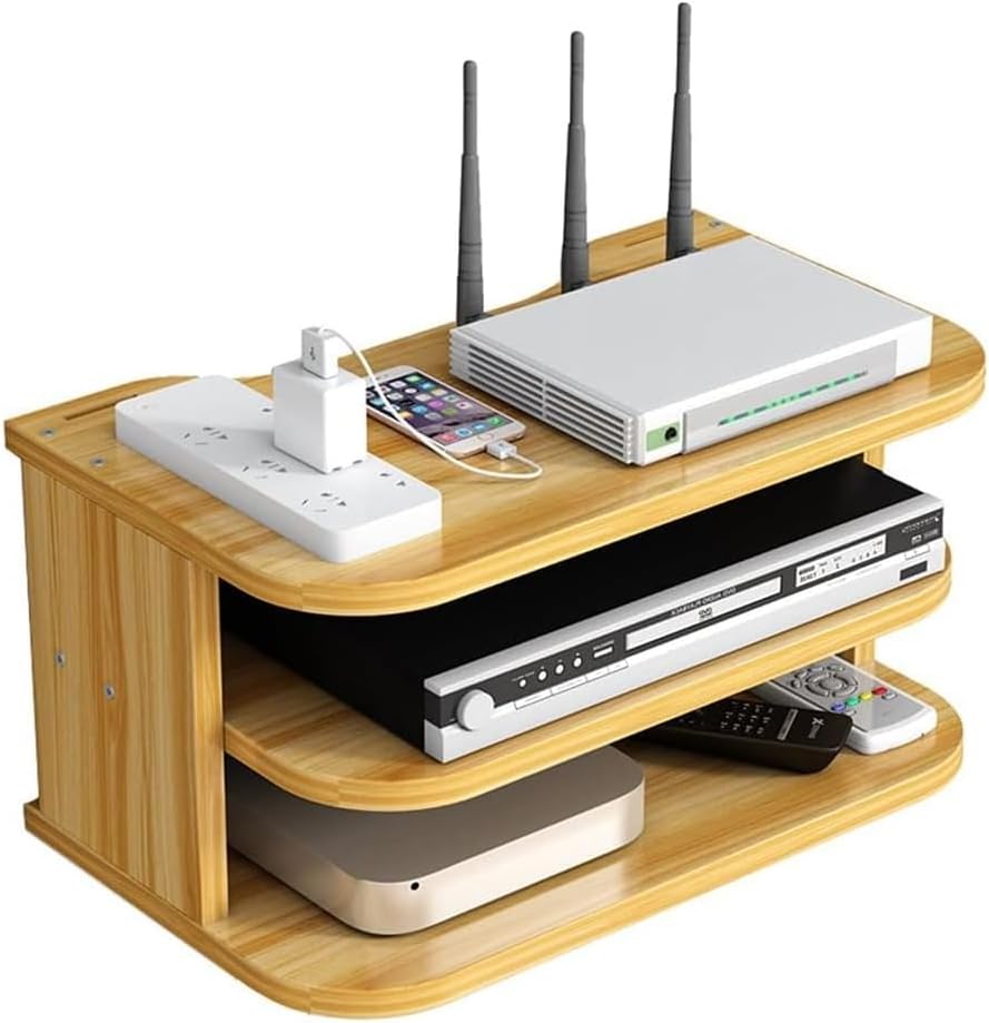Natural Media Shelf WiFi Router Storage Box Wall-Mounted Multi-Layer ...