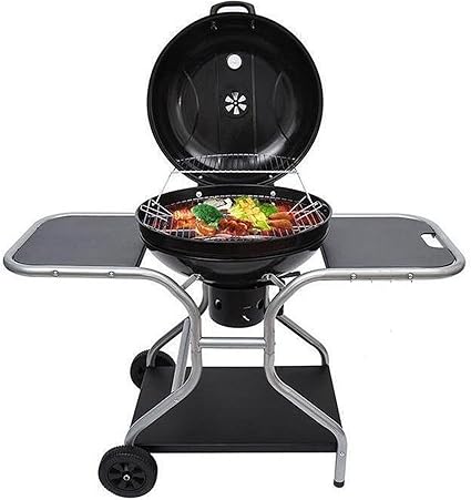 Portable Charcoal Kettle BBQ with Two wheels, Free Standing Camping BBQ ...